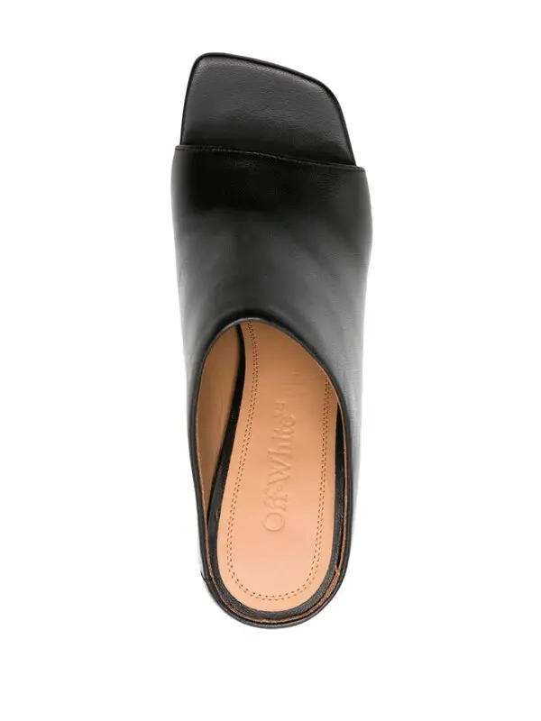 Off-White Leather Spring Heel Sandals - Black