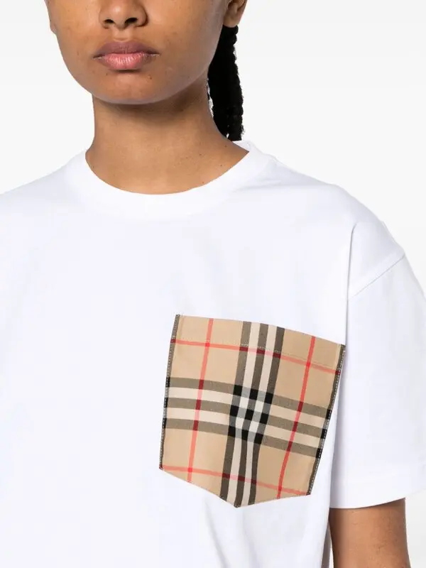 Burberry Contrast Pocket Cotton T-shirt - White