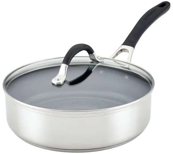 CIRCULON Nonstick Stainless Steel 3--quart Cove Ed Saute Pan - Silver