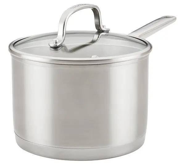 KITCHENAID 3-ply Base Stainless Steel Covered S Ucepan 3-qt - Silver