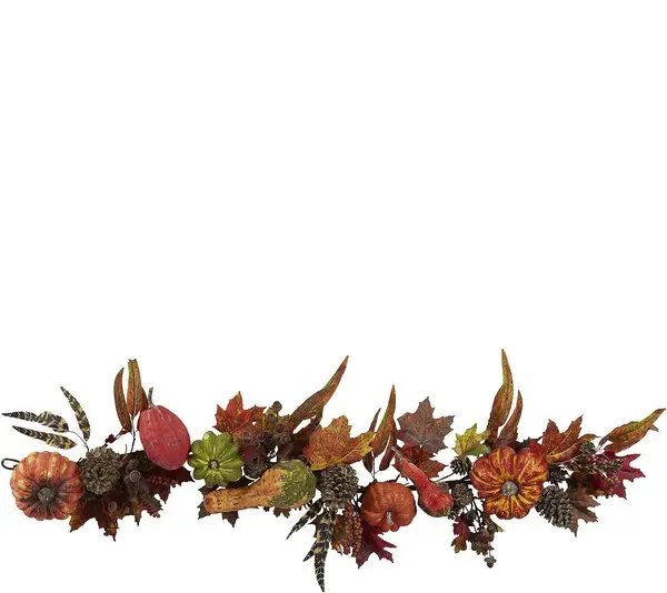 NEARLY NATURAL 54' Pumpkin & Gourd Garland By - One-color