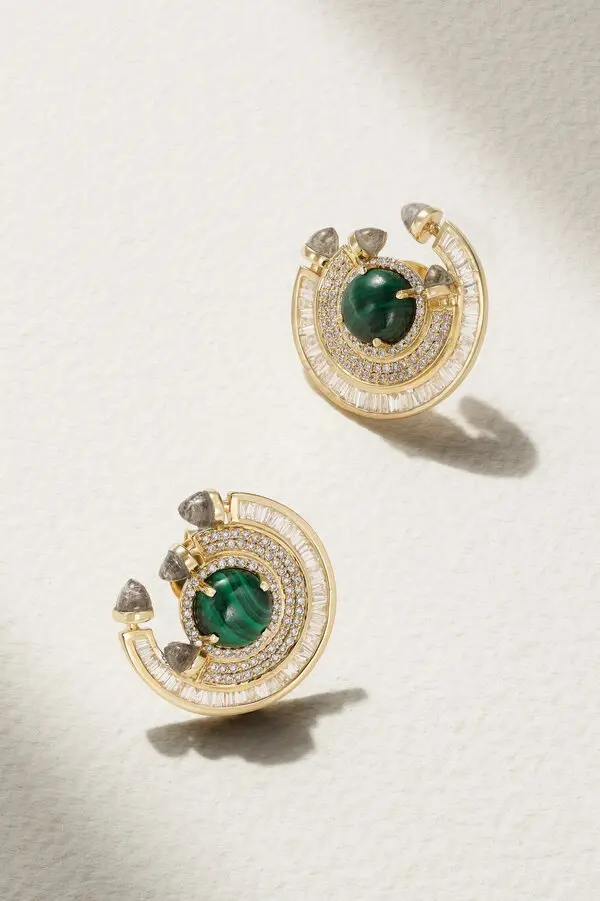 ANANYA Chakra 18-karat Multi-stone Earrings - Green