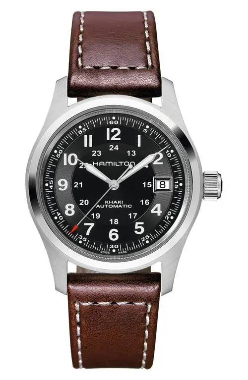 Hamilton Khaki Field Automatic Strap Watch - Brown/black/silver