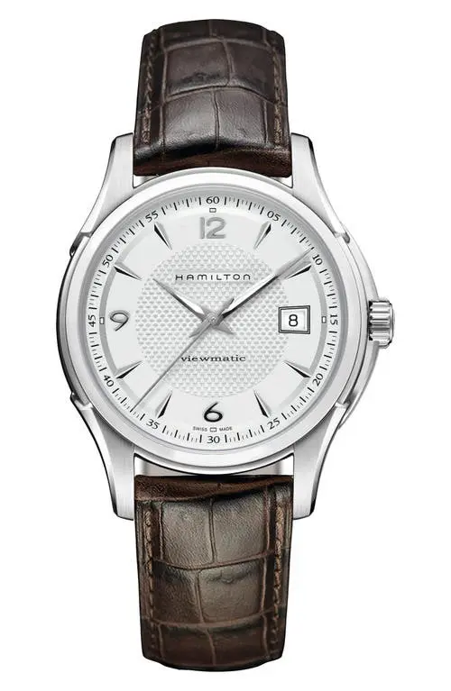 Hamilton Jazzmaster Skeleton Leather Strap Watch - Silver