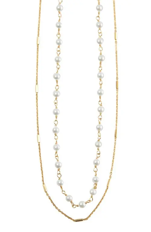 Argento Vivo Layered Freshwater Pearl Station Necklace - Gold