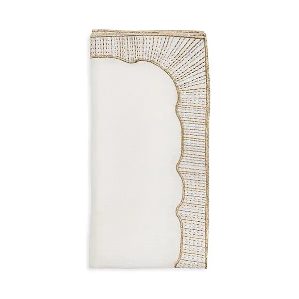 KIM SEYBERT Frame Napkin In White, Gold & Silver - White/gold/silver
