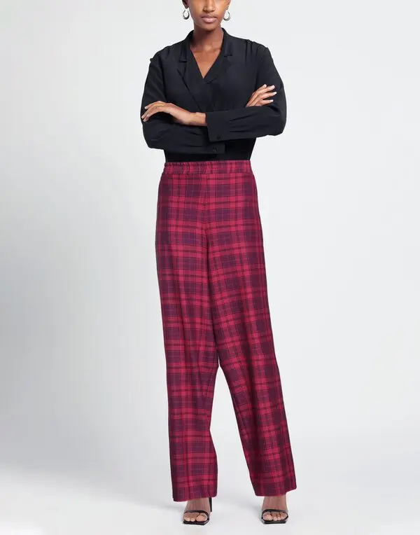 JIJIL Wide-leg Tartan Flannel Trousers - Pink