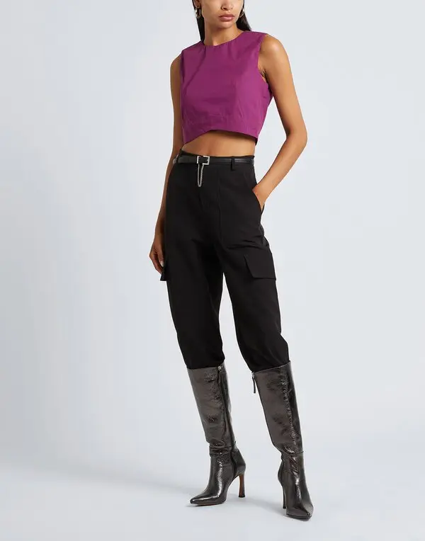 8 BY YOOX Sleeveless Cotton Crop Top - Purple