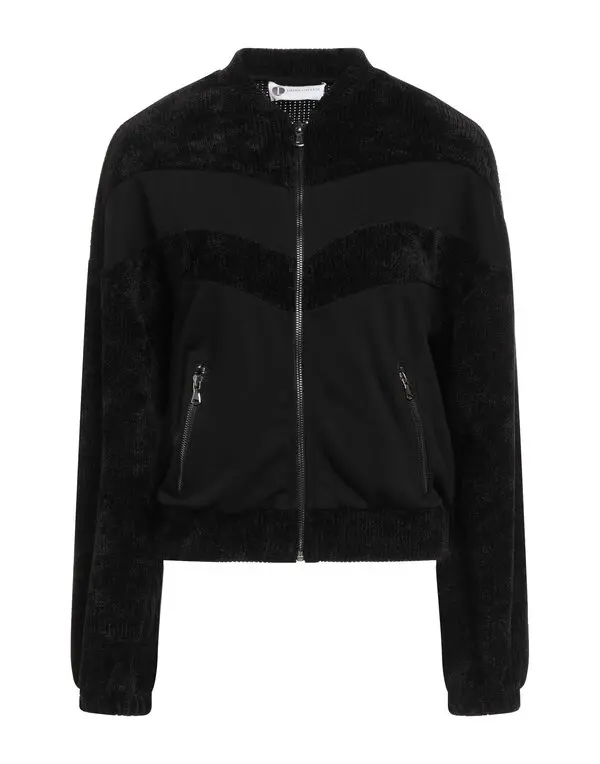DIANA GALLESI Solid V-neck Zip-up Sweatshirt