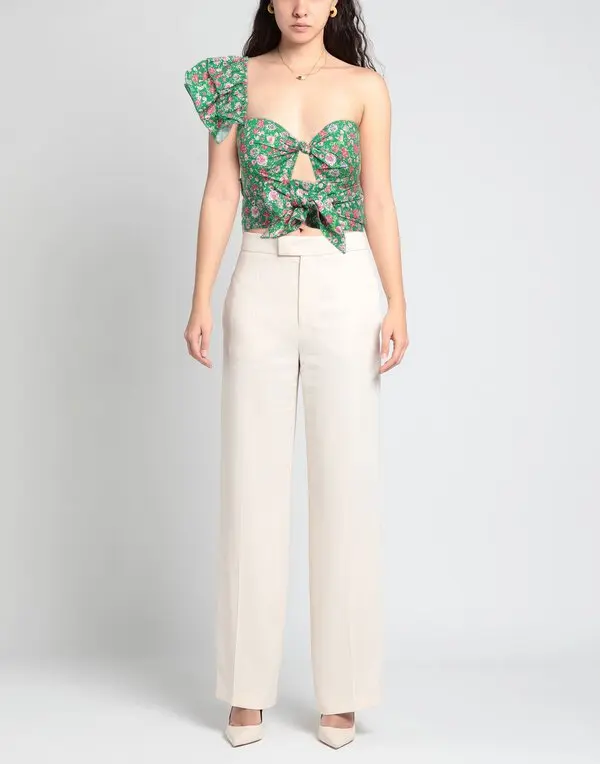 VANESSA SCOTT One-shoulder Floral Top - Green