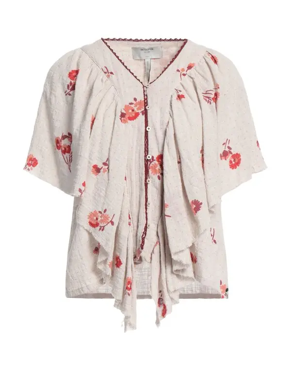 ONETEASPOON Ruched Floral Print Shirt