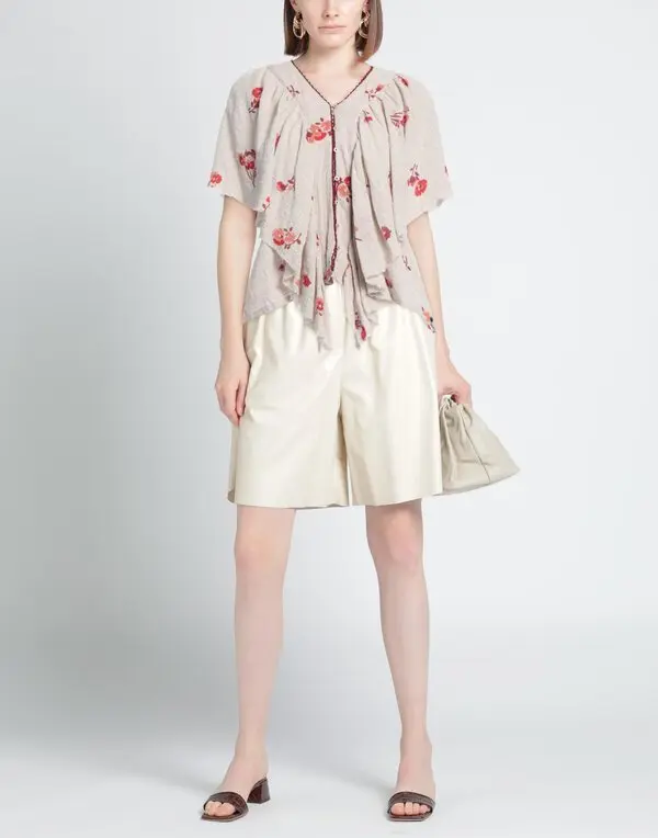 ONETEASPOON Ruched Floral Print Shirt