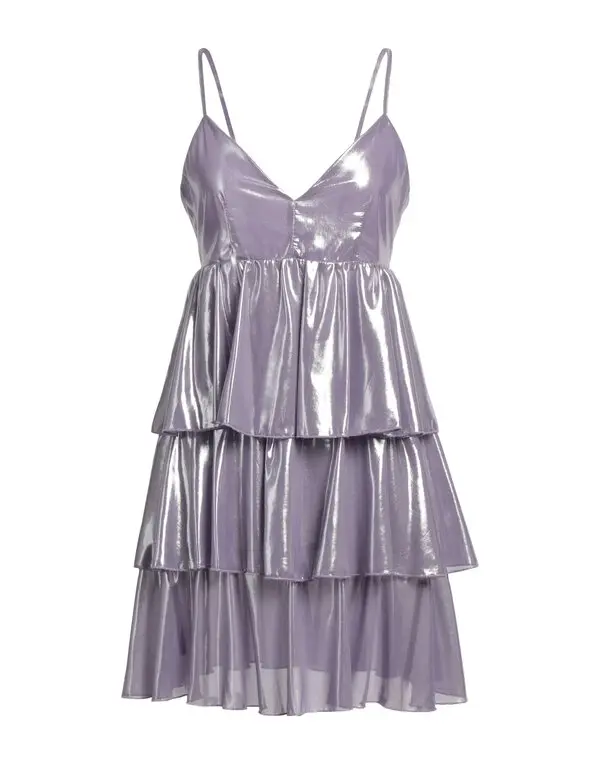 VICOLO Mini Metallic Tiered Dress