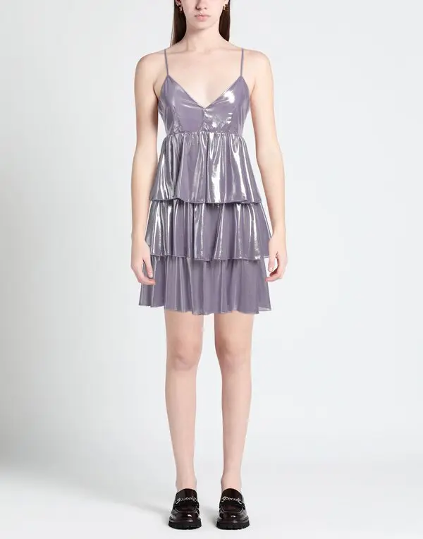 VICOLO Mini Metallic Tiered Dress