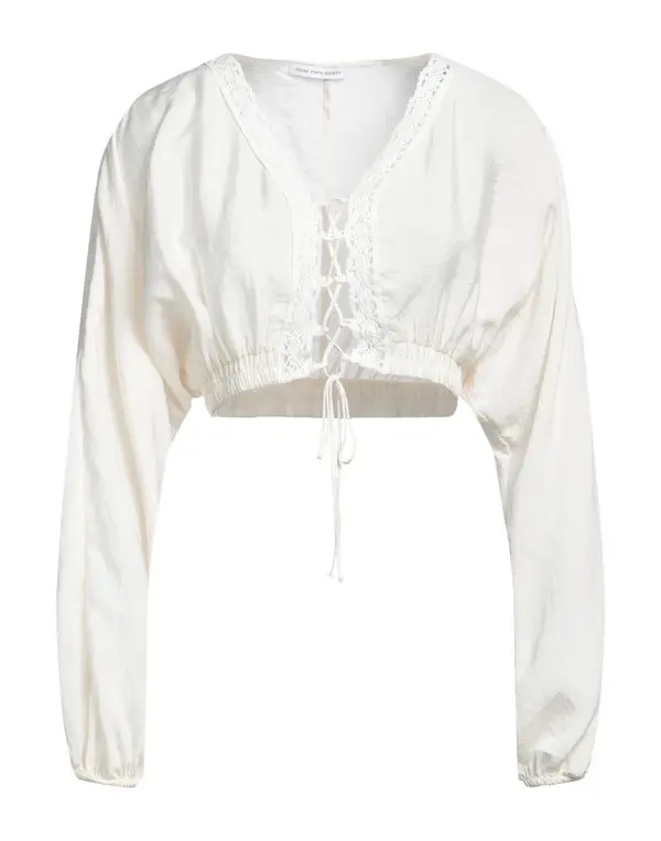 YOUNG POETS Woven Crop Top With Lace