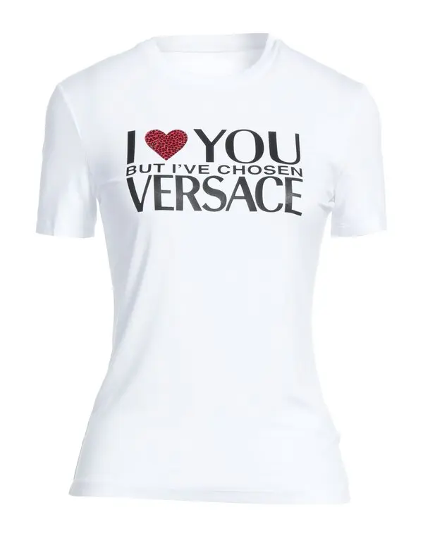 Versace Printed T-shirt With Crystal Embellishments - White