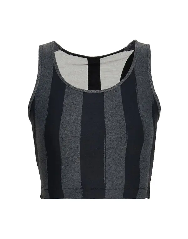 SAPOPA Striped Jersey Sports Top - Grey