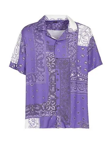 8 BY YOOX Printed Viscose Collar Camp Shirt Shirt Size Viscose - Purple