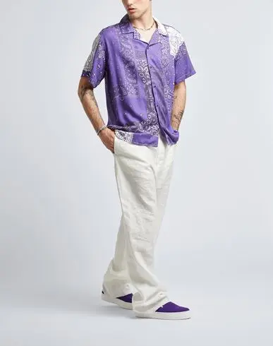 8 BY YOOX Printed Viscose Collar Camp Shirt Shirt Size Viscose - Purple