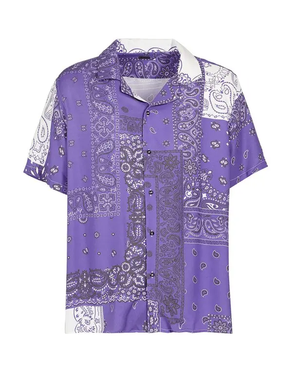 8 BY YOOX Printed Viscose Collar Camp Shirt Shirt Size Viscose - Purple