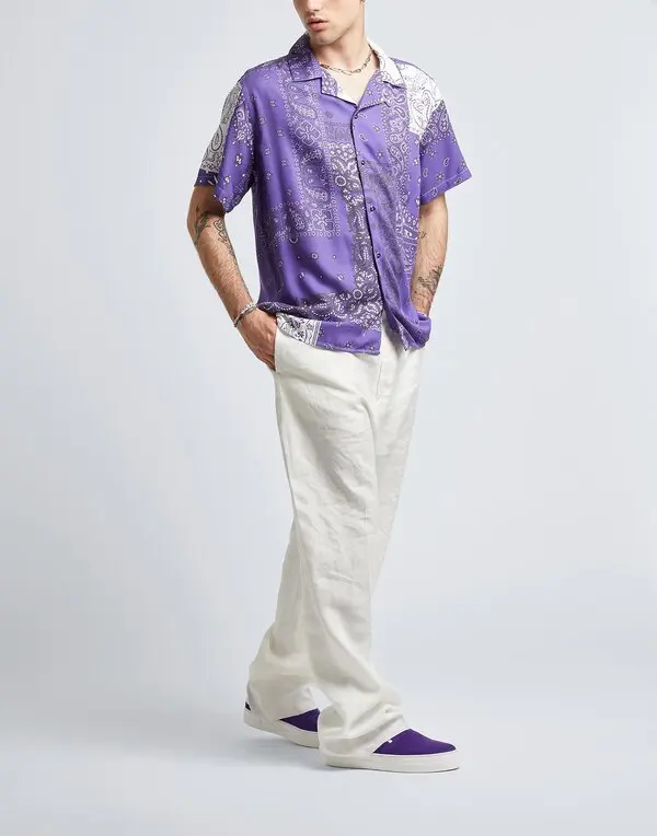 8 BY YOOX Printed Viscose Collar Camp Shirt Shirt Size Viscose - Purple