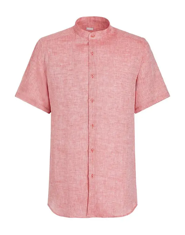 8 BY YOOX Linen Korean Collar S/sleeve Regular-fit Shirt Shirt Size Linen