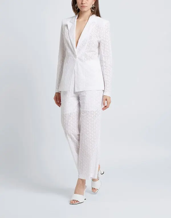8 BY YOOX Cotton Lace Straight Leg Pants - White