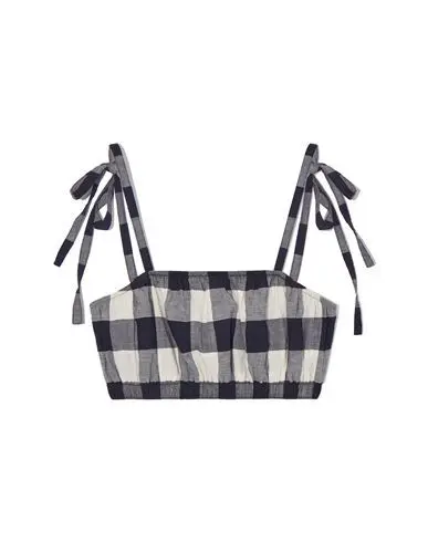 Cos Linen-cotton Blend Checkered Crop Top
