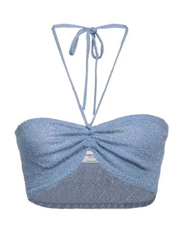 NA-KD Bouclé Crop Top - Blue