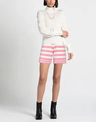 KAOS Striped High Waisted Viscose And Polyester Shorts - Pink