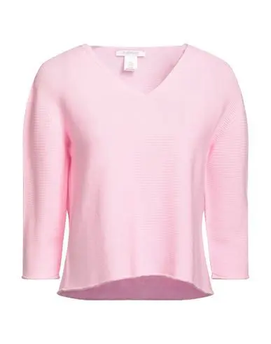 BELLWOOD Solid V-neck Cotton Knit Sweater - Pink