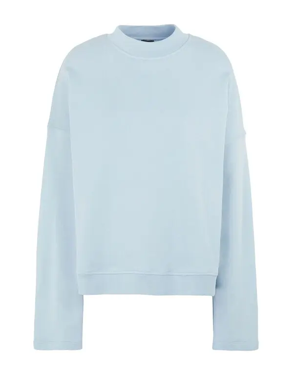 8 BY YOOX Organic Cotton Oversized Mock Neck Sweatshirt - Blue