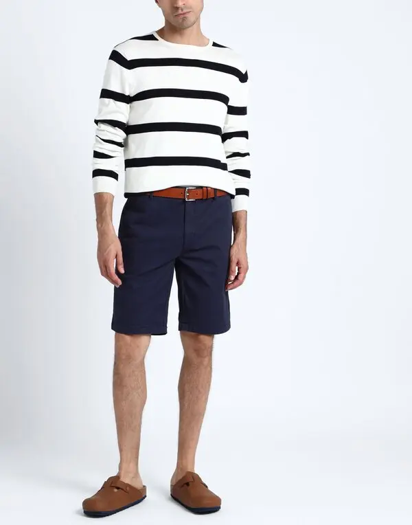 Topman Cotton Gabardine Chino Shorts - Navy Blue