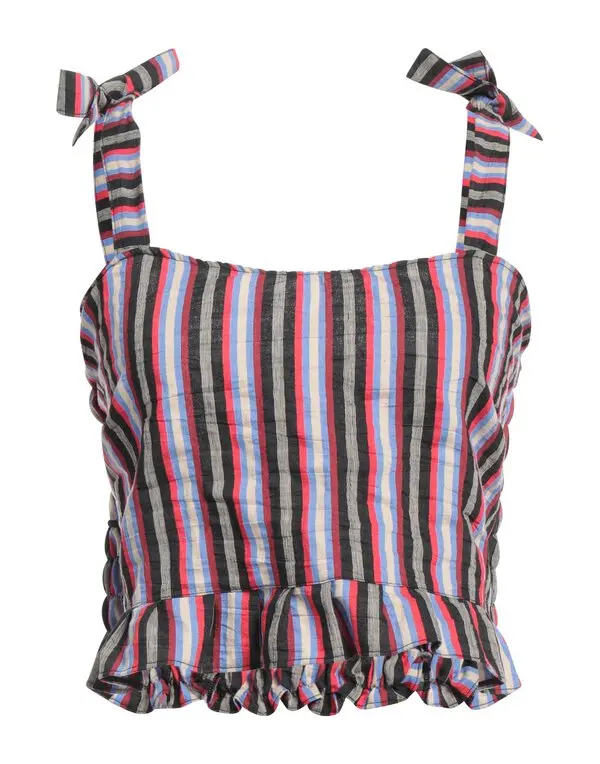 COTAZUR Striped Woven Crop Top