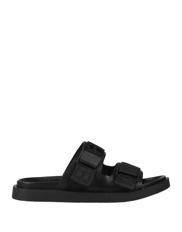 Emporio Armani Sandals Size Soft Leather, Textile Fibers - Black