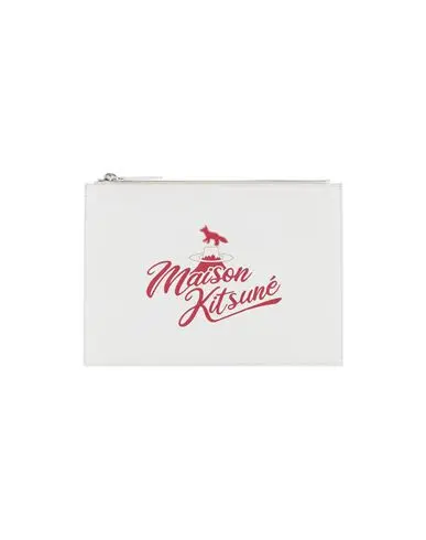 Maison Kitsuné Bovine Leather Pouch - White