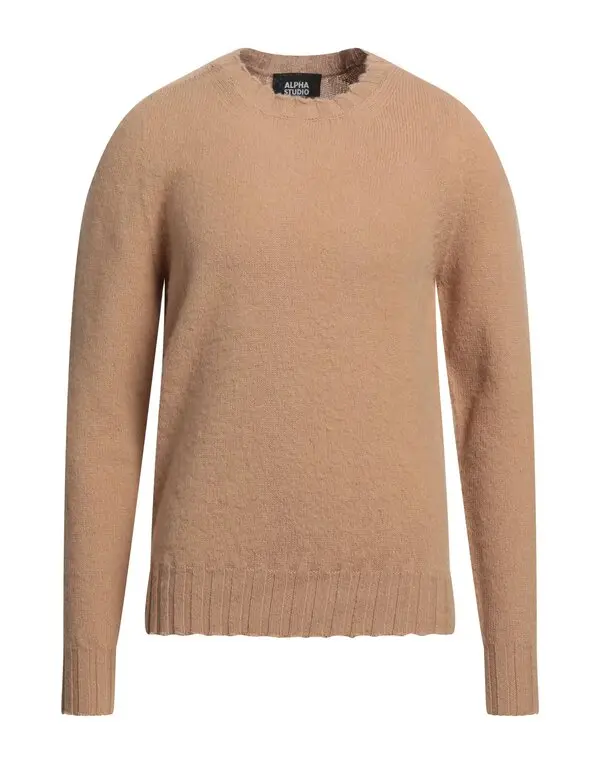 Alpha Studio Wool Crewneck Sweater - Beige