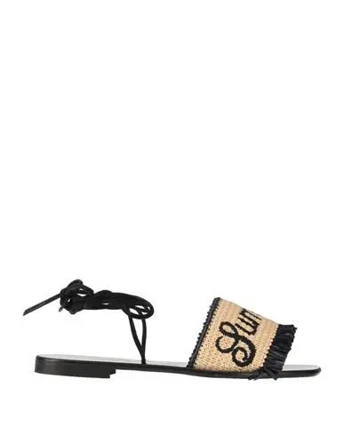 CAFÈNOIR Leather-lined Tie Sandals - Black