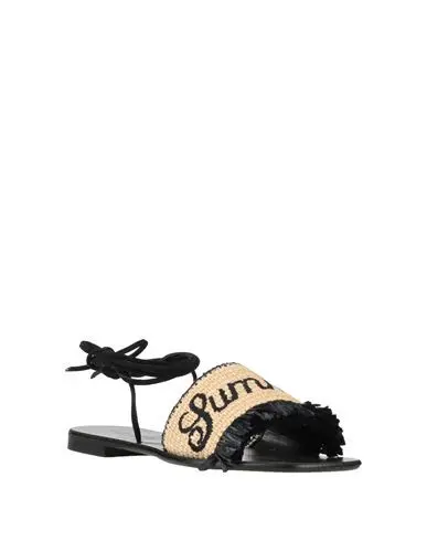 CAFÈNOIR Leather-lined Tie Sandals - Black