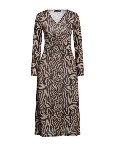 VANESSA SCOTT Multicolor Pattern Midi Dress - Beige