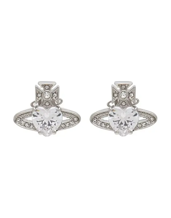 VIVIENNE WESTWOOD Ariella Earrings In Brass With Cubic Zirconia - Silver