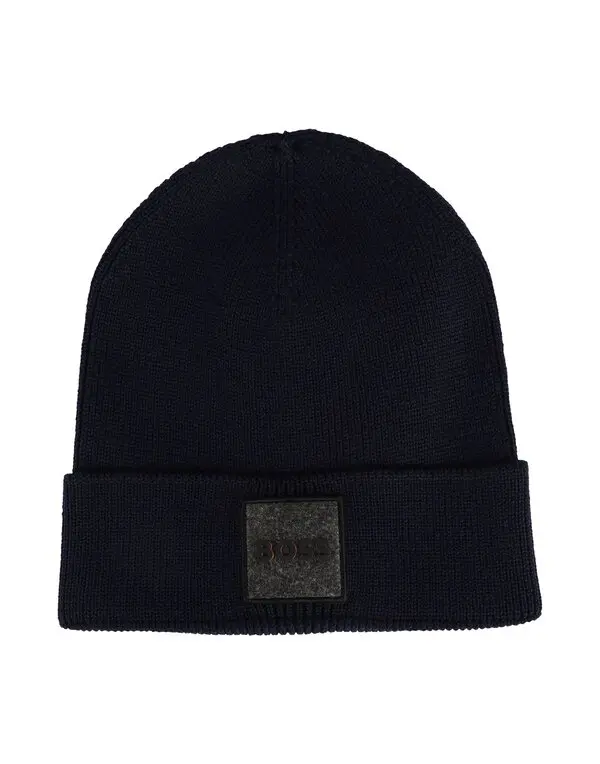 BOSS Polyacrylic Virgin Wool Beanie - Navy
