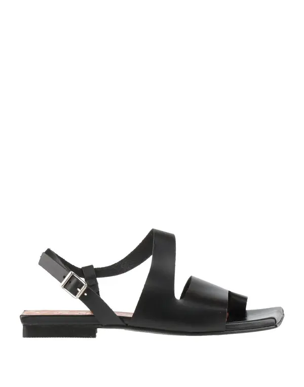 GANNI Leather Thong Sandals - Black