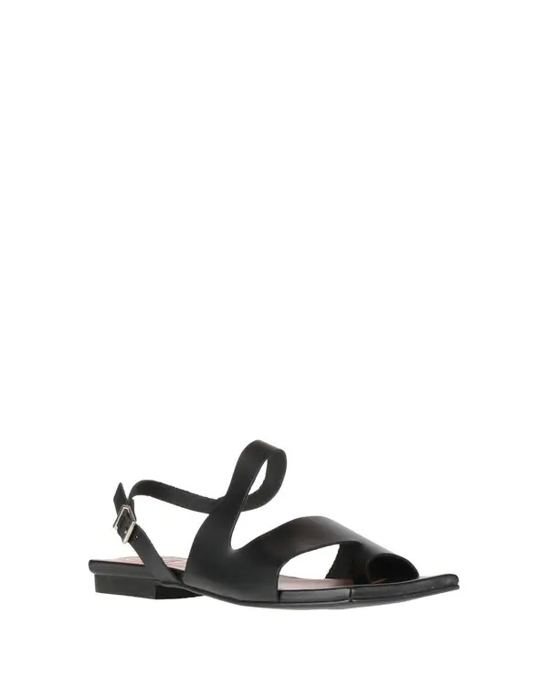 GANNI Leather Thong Sandals - Black