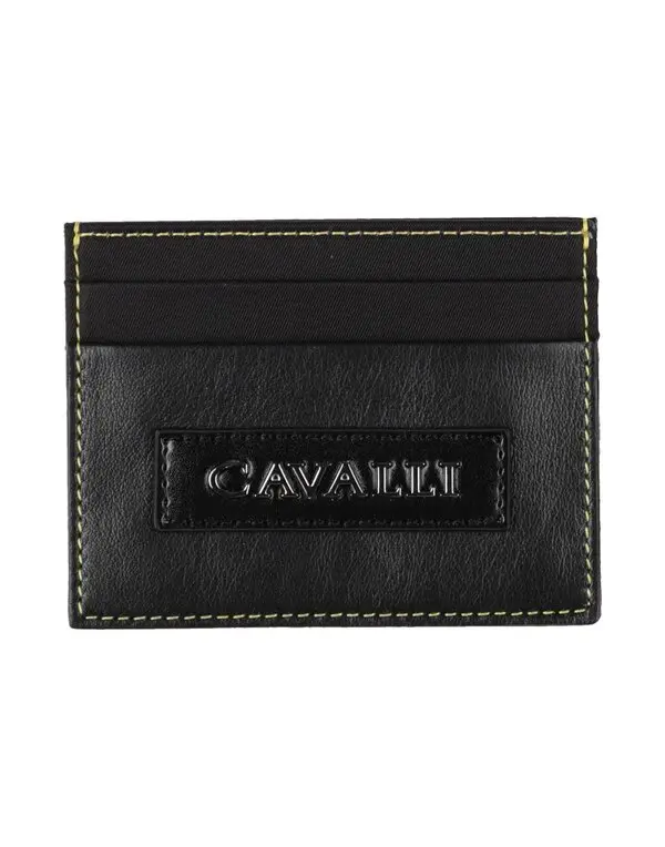 Roberto Cavalli Cardholder Cow Leather, Polyester