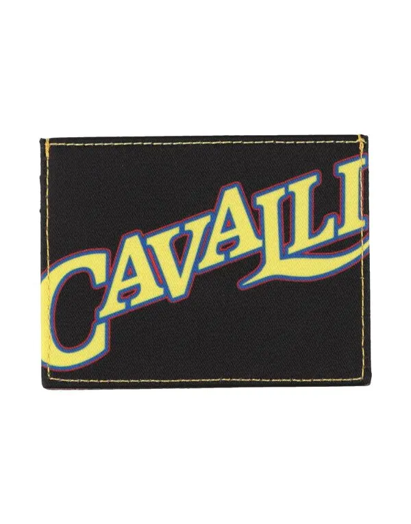 Roberto Cavalli Cardholder Cow Leather, Polyester
