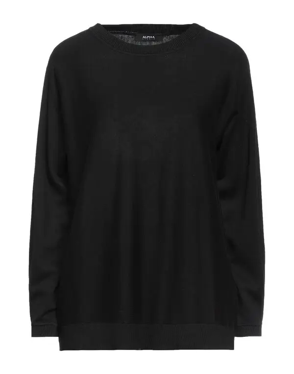 Alpha Studio Knitted Cotton-cashmere Sweater - Black