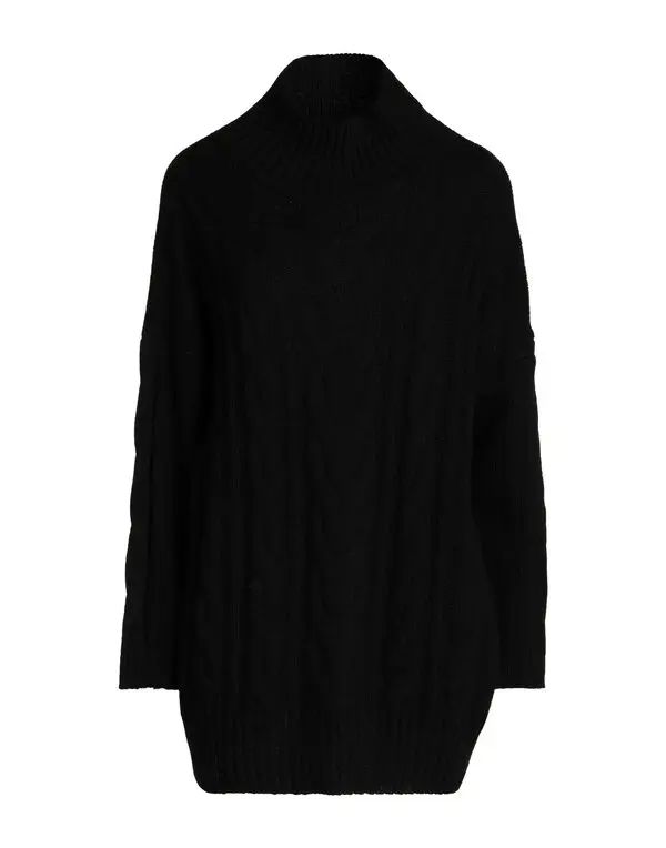 ANGELA MELE MILANO Cable Knit Turtleneck Sweater - Black