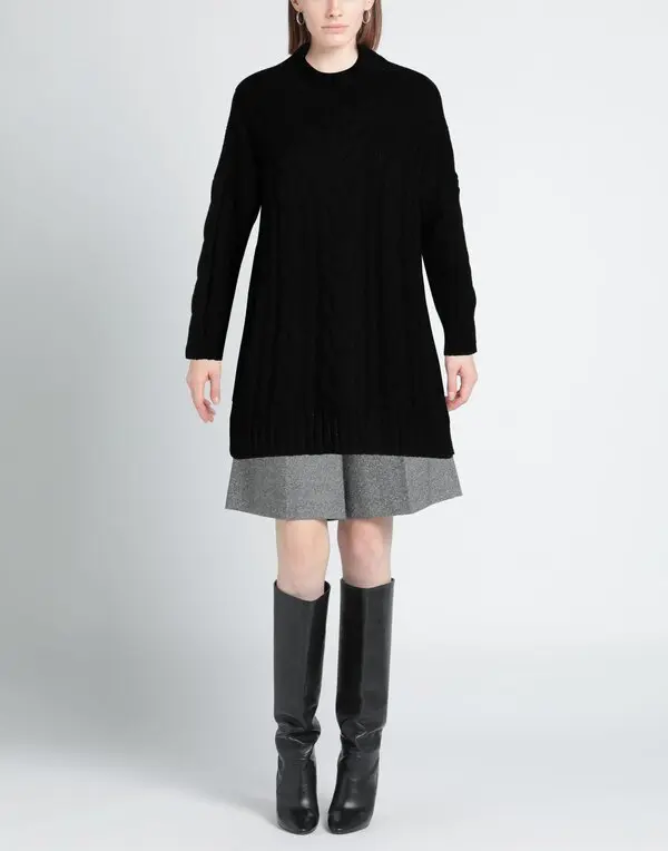 ANGELA MELE MILANO Cable Knit Turtleneck Sweater - Black