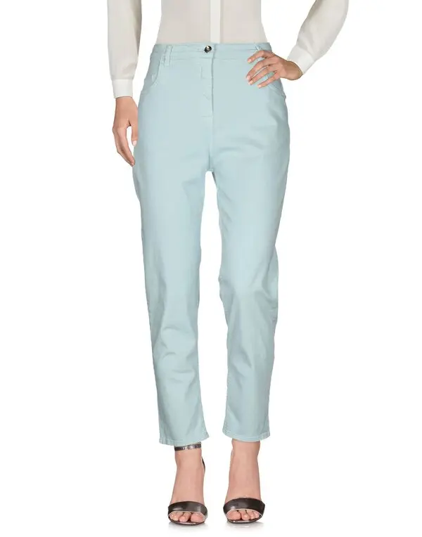 Patrizia Pepe Cotton Twill Pants With Leather Trims